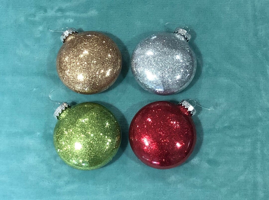Glitter Bulb Ornaments Large Disk Shape Lots of Colors Available - Etsy