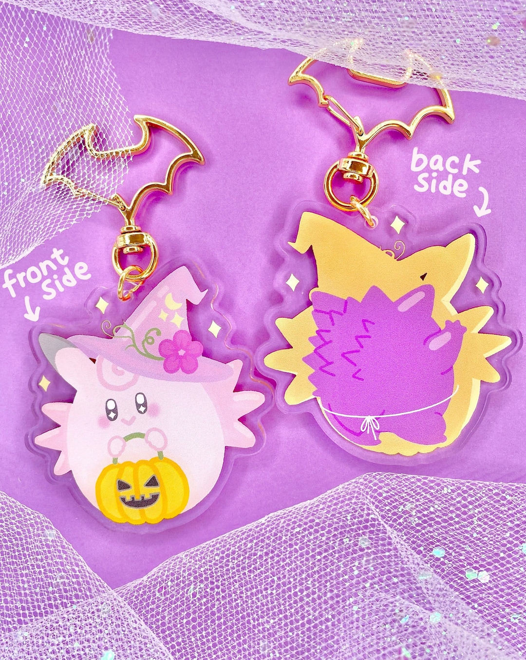 Clefable and Disguised Gengar Double-sided Acrylic Keychain - With ...