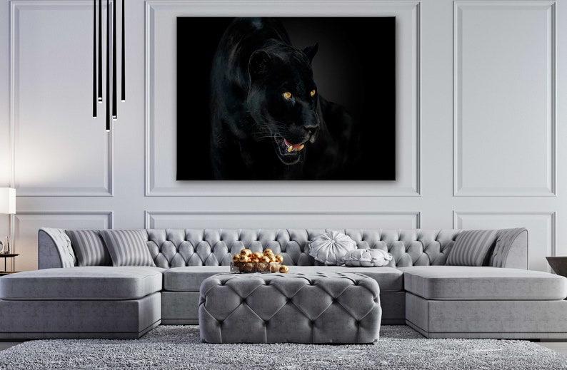 Black Jaguar Wild Cat Wall Art Design Poster Print Decor for - Etsy