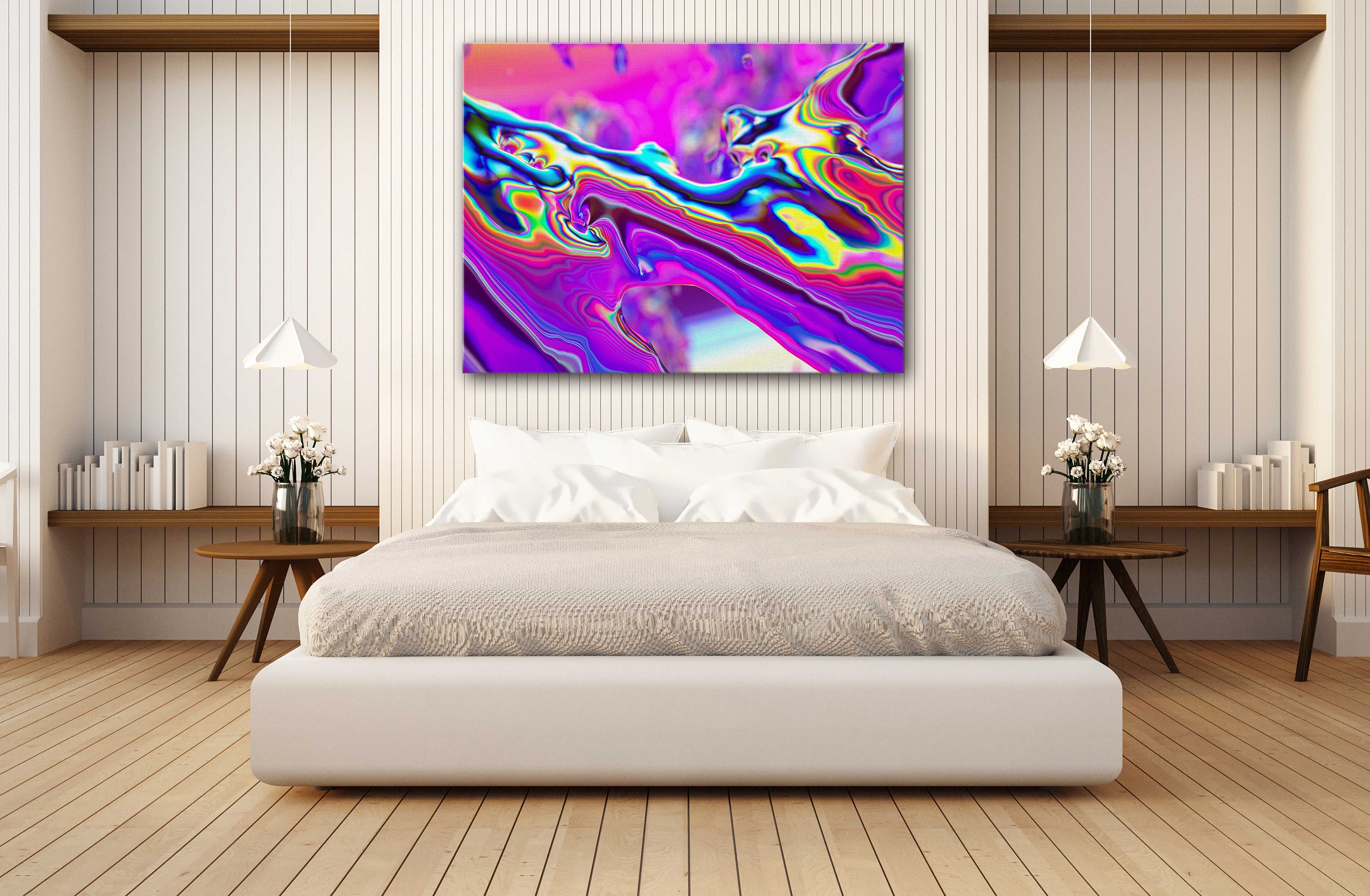 Iridescent Liquid Art Canvas Wall Art Design Poster Print | Etsy