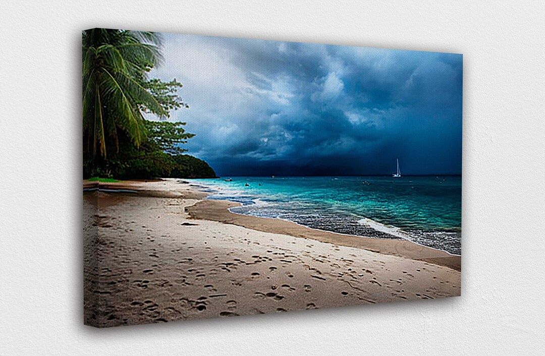 Palm Trees Tropical Island Beach Canvas Wall Art Design | Poster Print ...