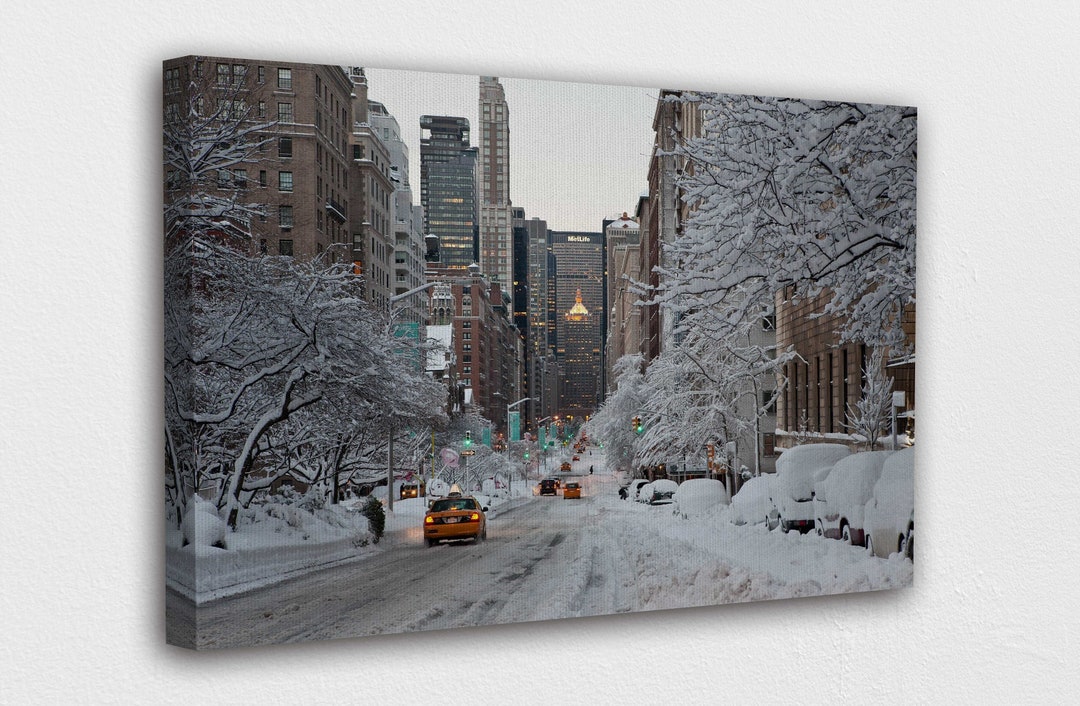 Cold New York City Winter Downtown Canvas Wall Art Design - Etsy