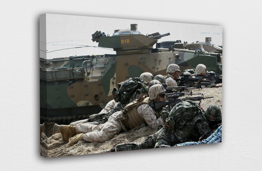 Military Army Rifle Armored Canvas Wall Art Design | Poster Print Decor ...