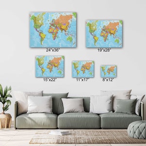 Political Countries World Map Canvas Wall Art Design Poster Print Decor ...