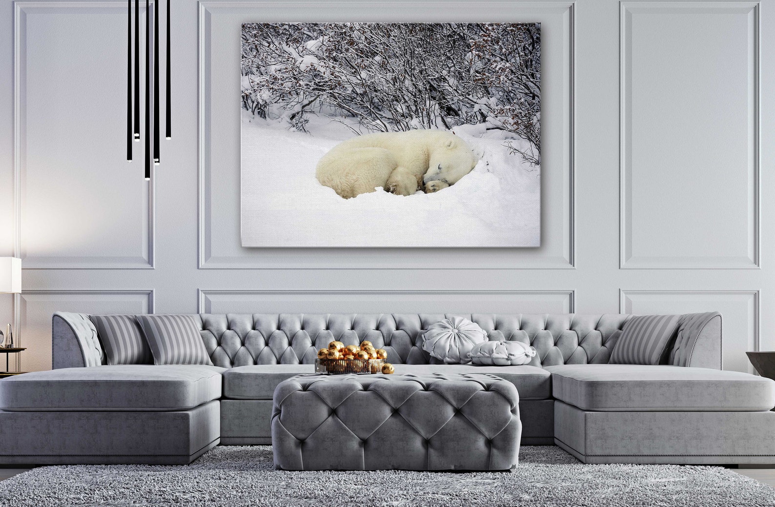 Polar Bear Sleeping in Winter Snow Canvas Design Poster | Etsy