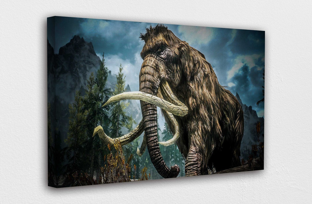 Beautiful Huge Mammoth in a Forest Canvas Wall Art Design | Poster ...