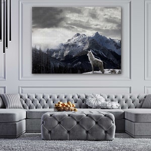 Fox in a Mountain Snow Canvas Wall Art Design Poster Print Decor for ...