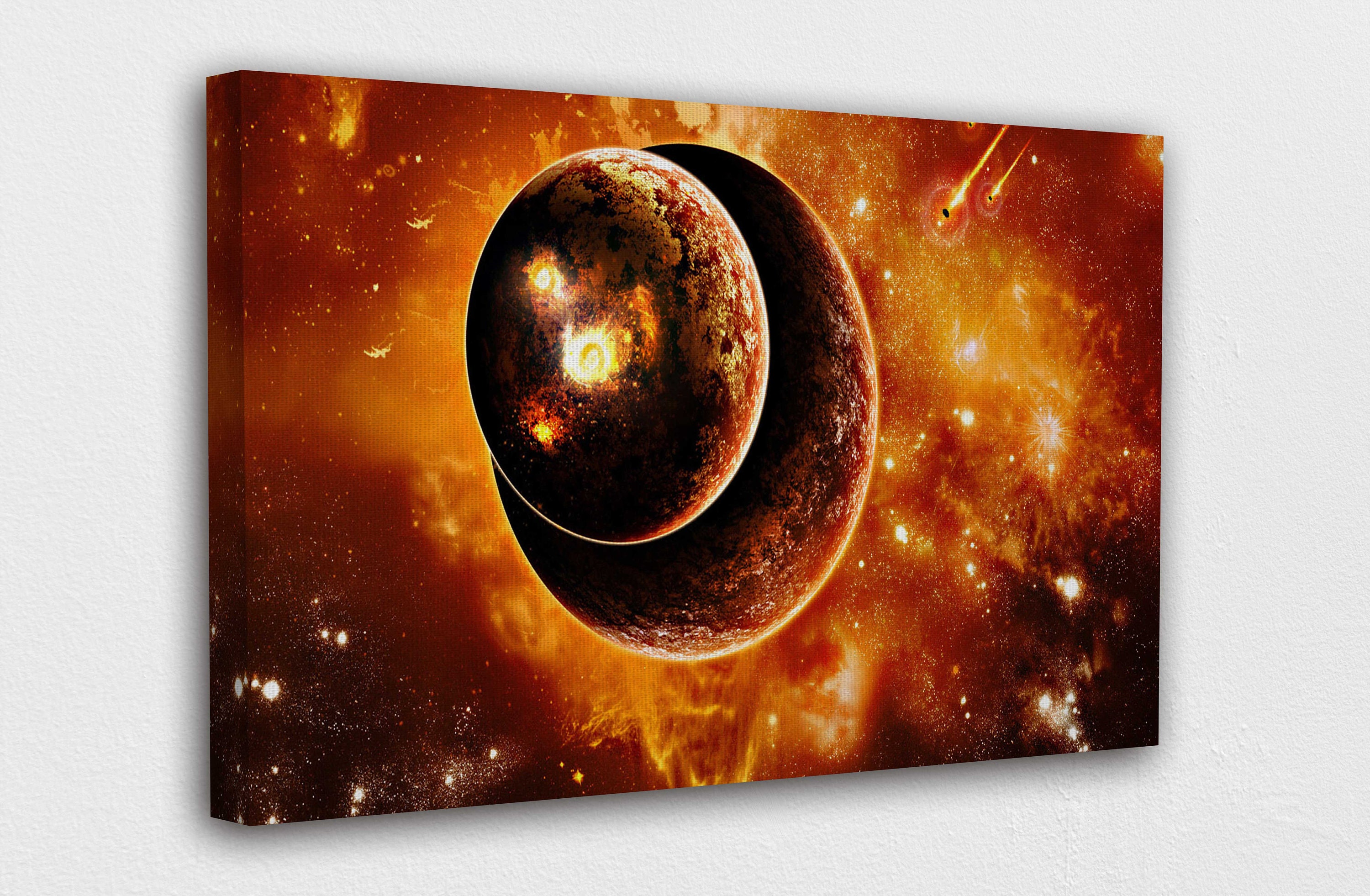 Orange Outer Space Canvas Wall Art Design Poster Print Decor | Etsy