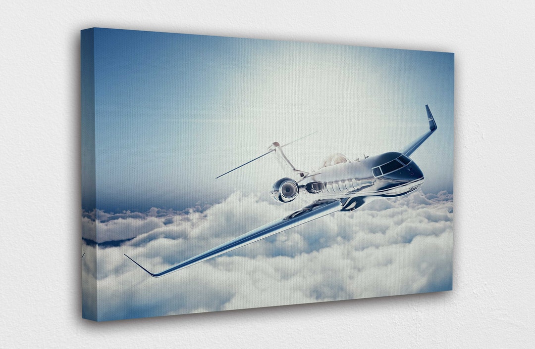 Private Jet Passenger Airplane Canvas Wall Art Design | Poster Print ...