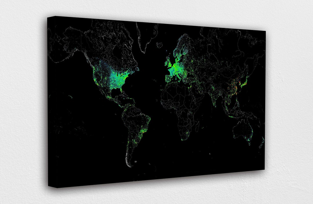 Digital Artwork World Map Canvas Wall Art Design | Poster Print Decor ...