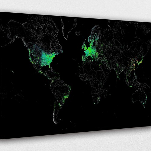 Digital Artwork World Map Canvas Wall Art Design Poster - Etsy