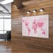 Pink World Map Canvas Wall Art Design Poster Print Decor for Home ...