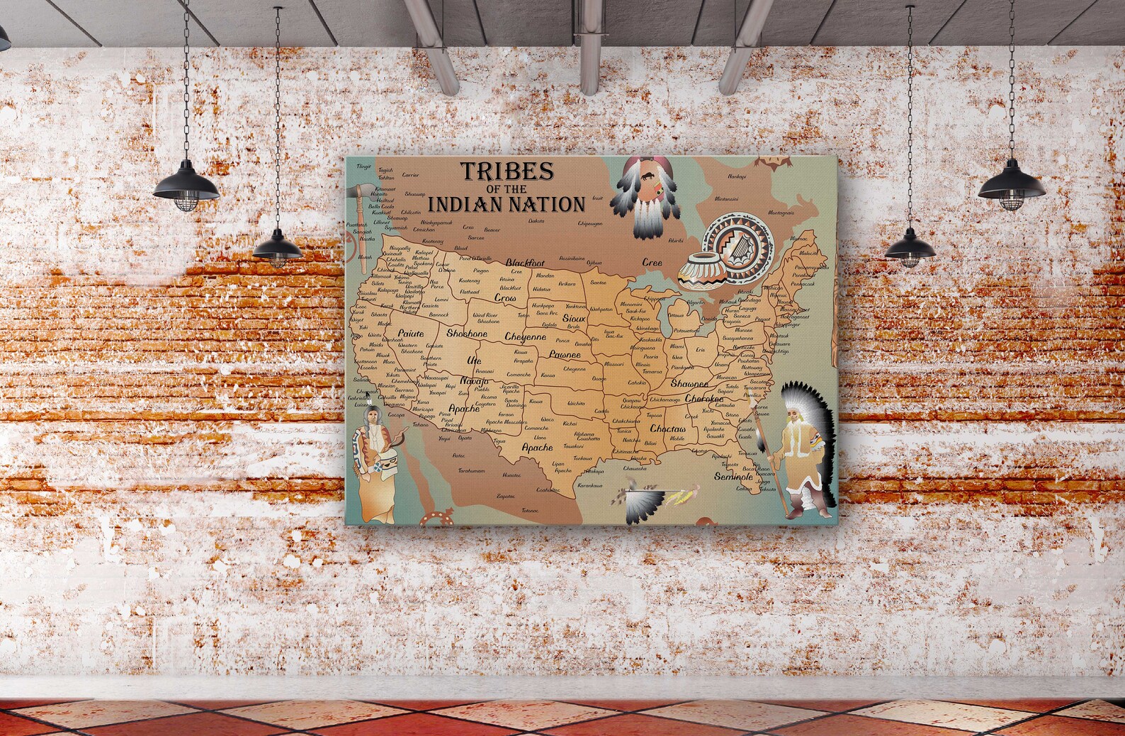 Tribes of Indian Nations Map Canvas Wall Art American Indian - Etsy