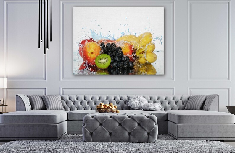 Water With Fruit Splash Canvas Wall Art Design Poster Print - Etsy