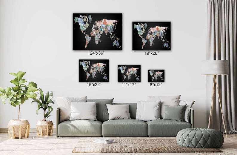 Money World Map Canvas Wall Art Design Poster Print Decor - Etsy