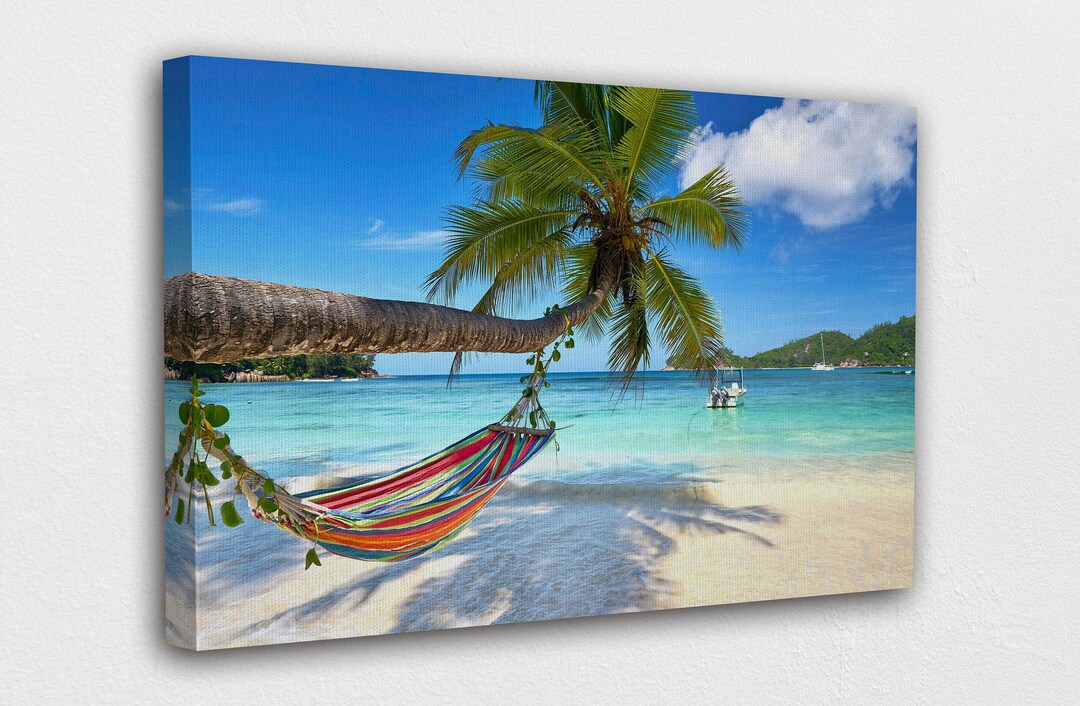 White Sand Beach and Tree Canvas Wall Art Design | Poster Print Decor ...