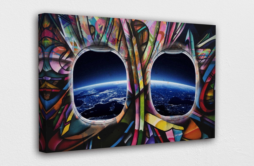 Airplane Window in Outerspace View Canvas Wall Art Design - Etsy
