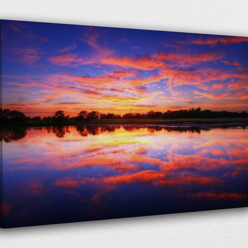 Wide Sunset Mountain Canvas Design Poster Print Decor for | Etsy