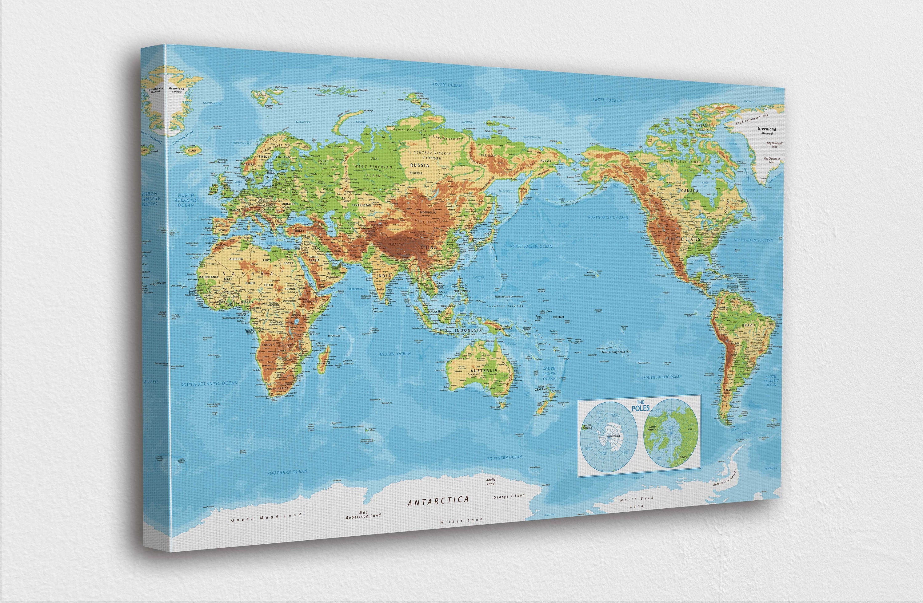 Pacific Centered World Map Outline