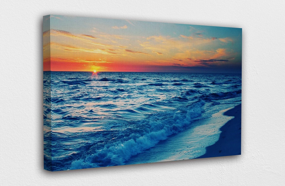 Cloudy Sunset Beach Canvas Design | Poster Print Decor for Home ...