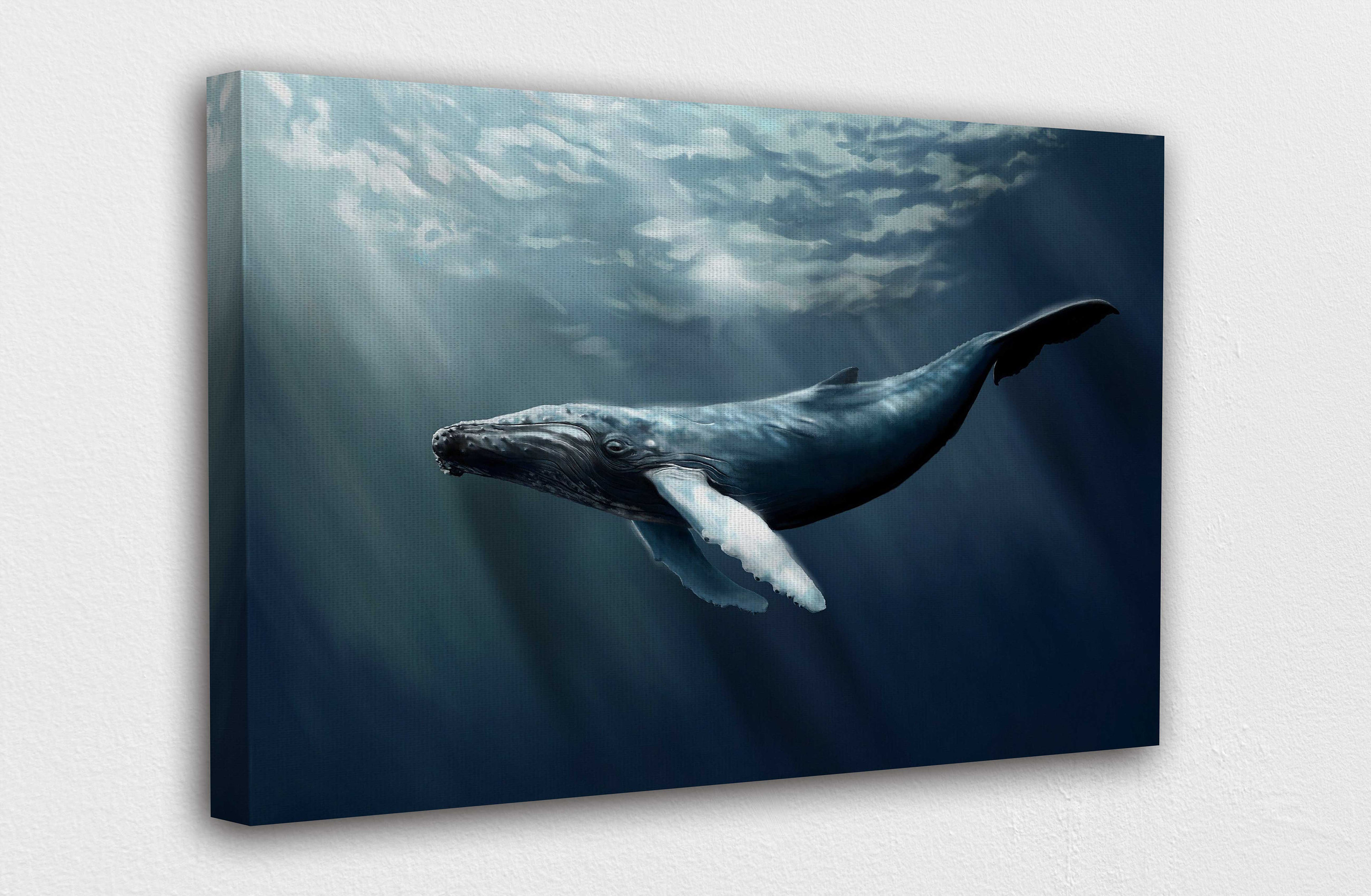 Whale in the Sea Ocean Canvas Wall Art Design Poster Print - Etsy