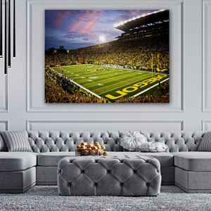 Autzen Stadium in Oregon Canvas Wall Art Design | Poster Print Décor ...