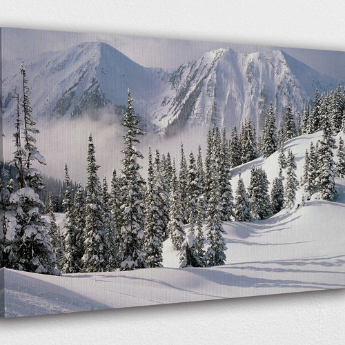 Snow Winter W Big Mountains Canvas Wall Art Design Poster - Etsy