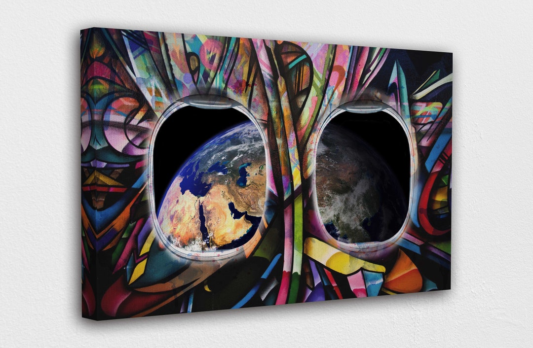 Airplane Window in Planet View Canvas Wall Art Design Poster - Etsy