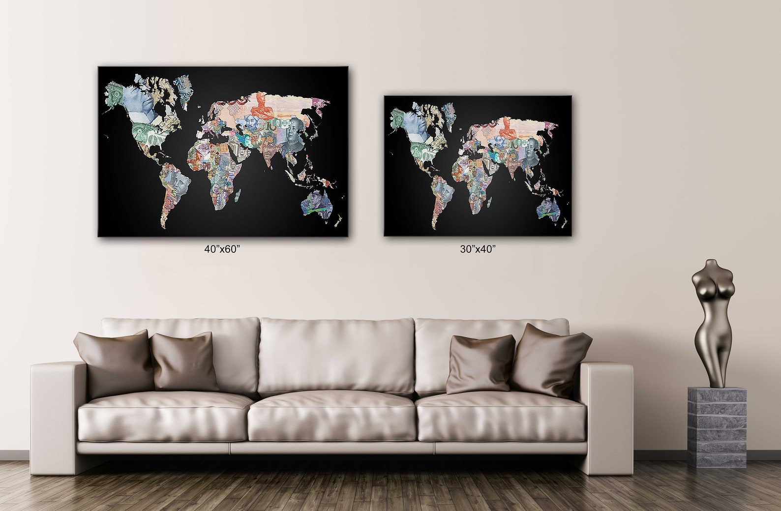Money World Map Canvas Wall Art Design Poster Print Decor - Etsy