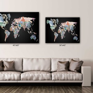 Money World Map Canvas Wall Art Design | Poster Print Decor for Home ...
