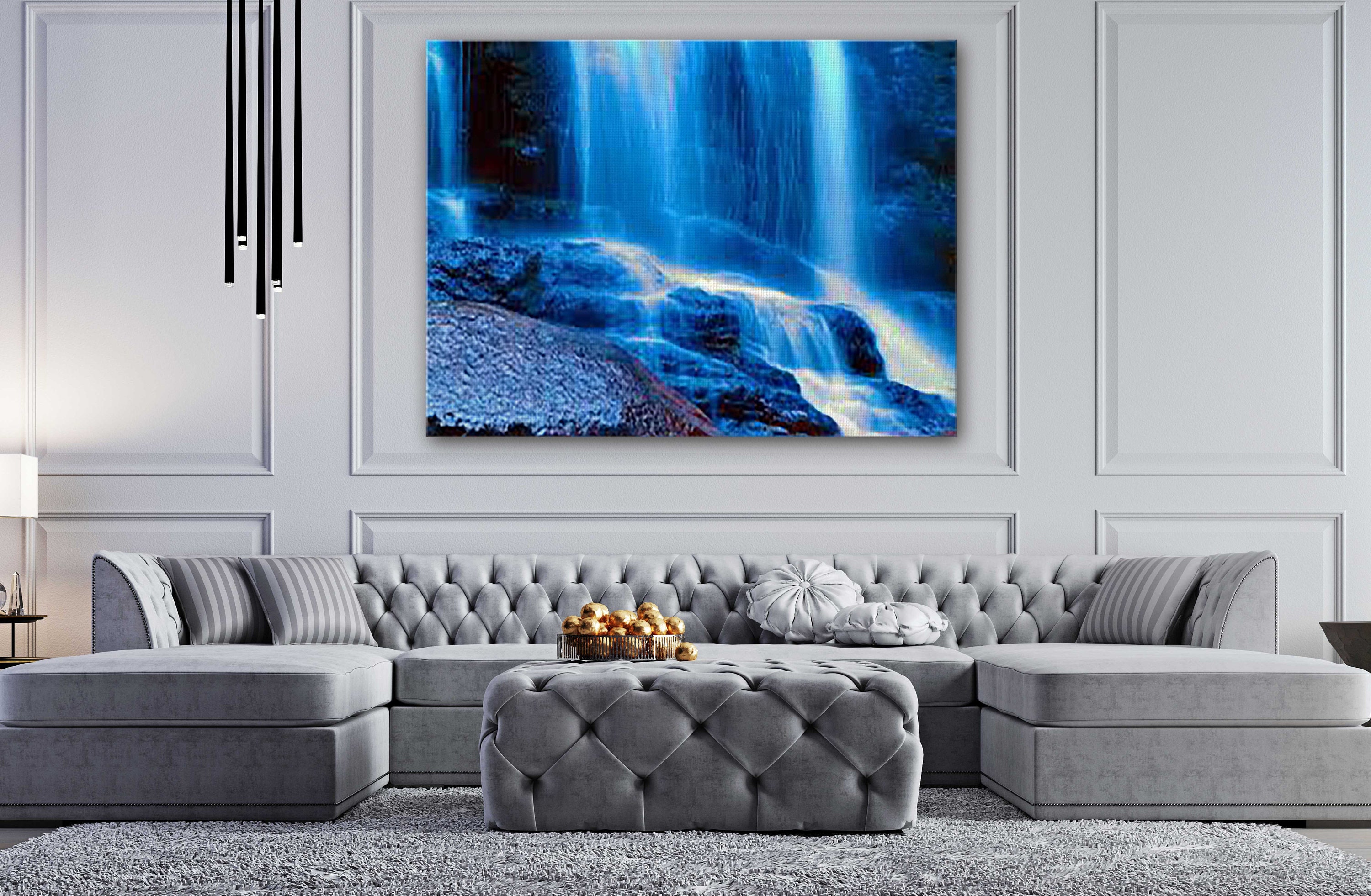 Blue waterfall Canvas Wall Art Design Poster Print Decor for | Etsy