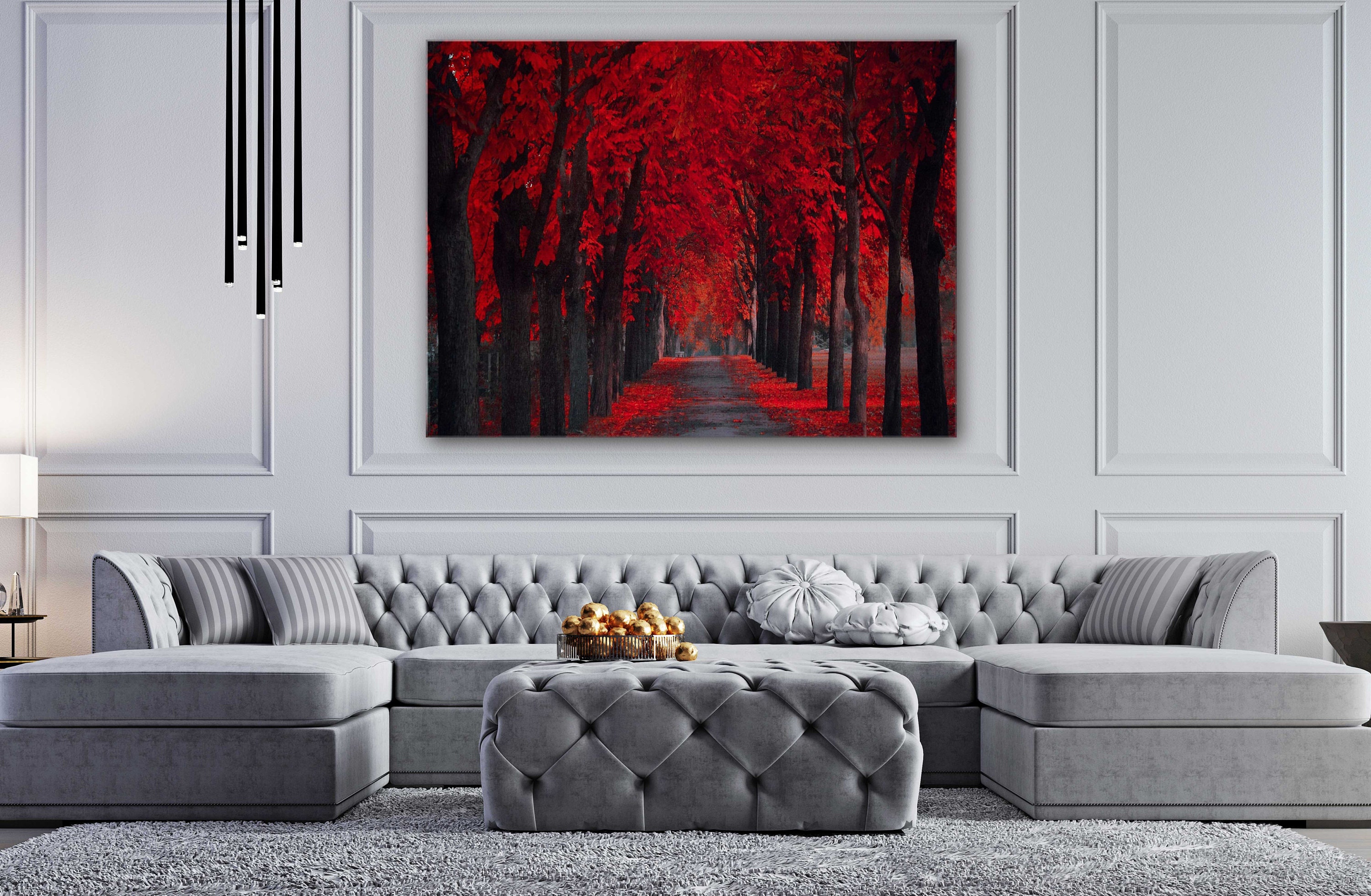 Red Texture Tree Canvas Wall Art Design Poster Print Decor - Etsy