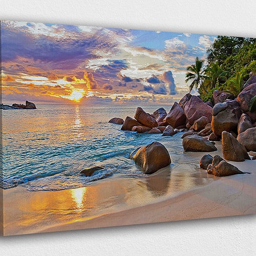 Beach Wall Art Decor at Sunset Canvas Prints. Beach - Etsy