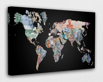 Money World Map Art - Etsy