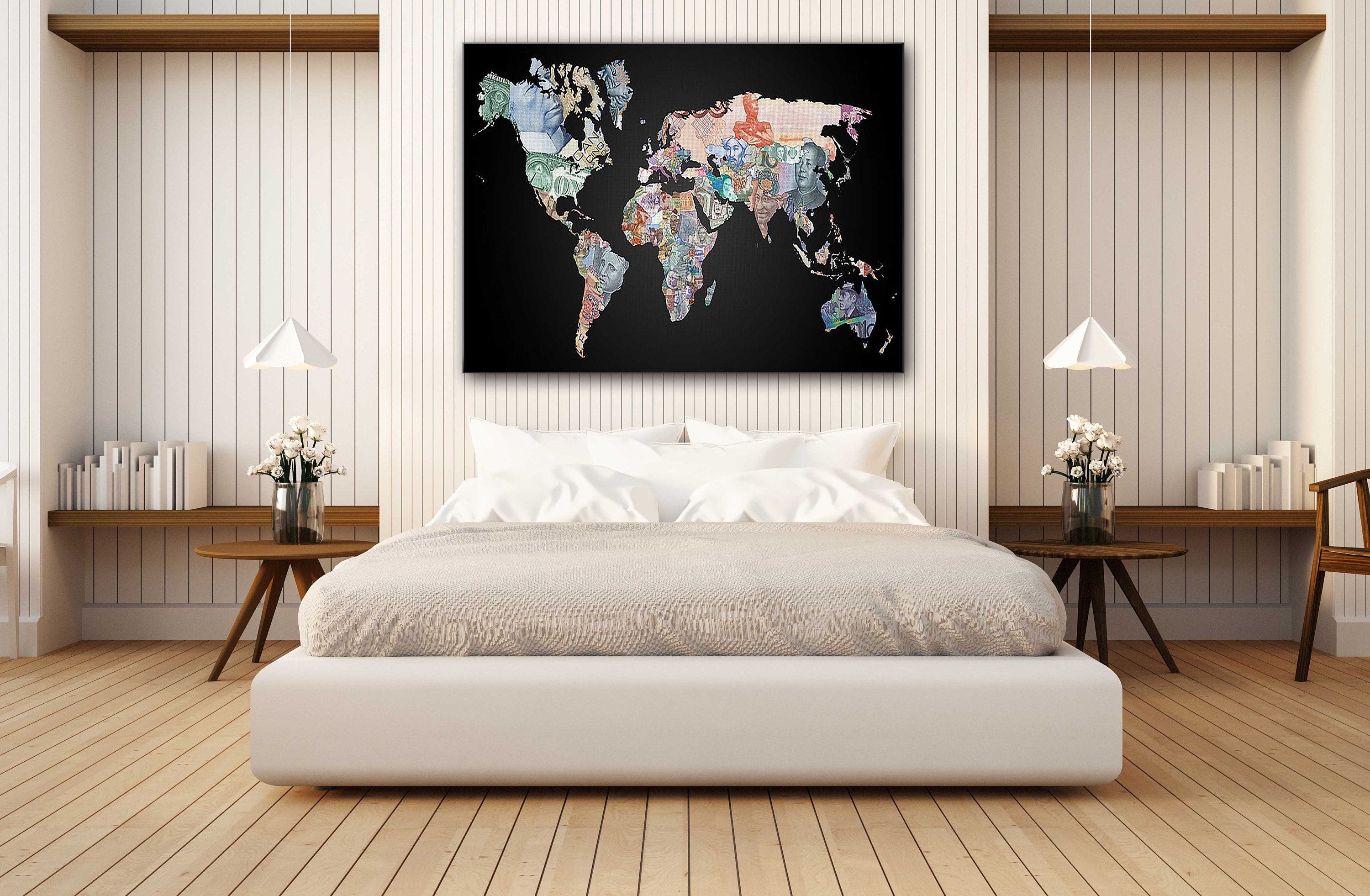 Money World Map Canvas Wall Art Design Poster Print Decor - Etsy