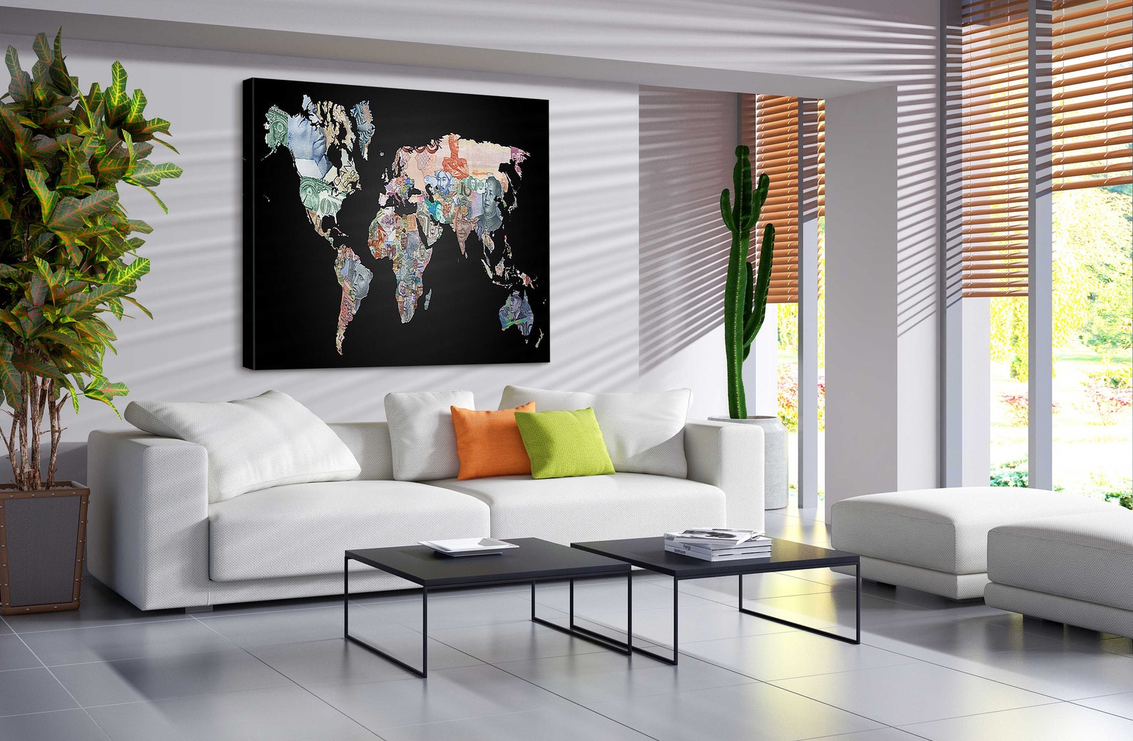 Money World Map Canvas Wall Art Design Poster Print Decor - Etsy