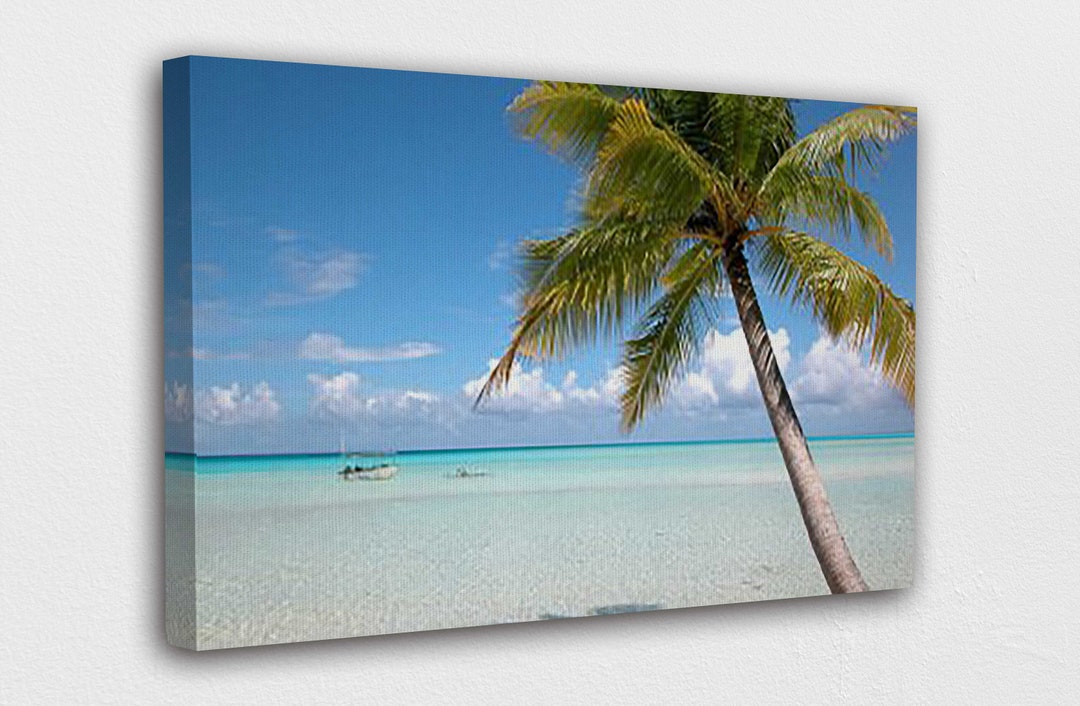 Beach and Ocean Palm Trees Canvas Wall Art Design Poster - Etsy