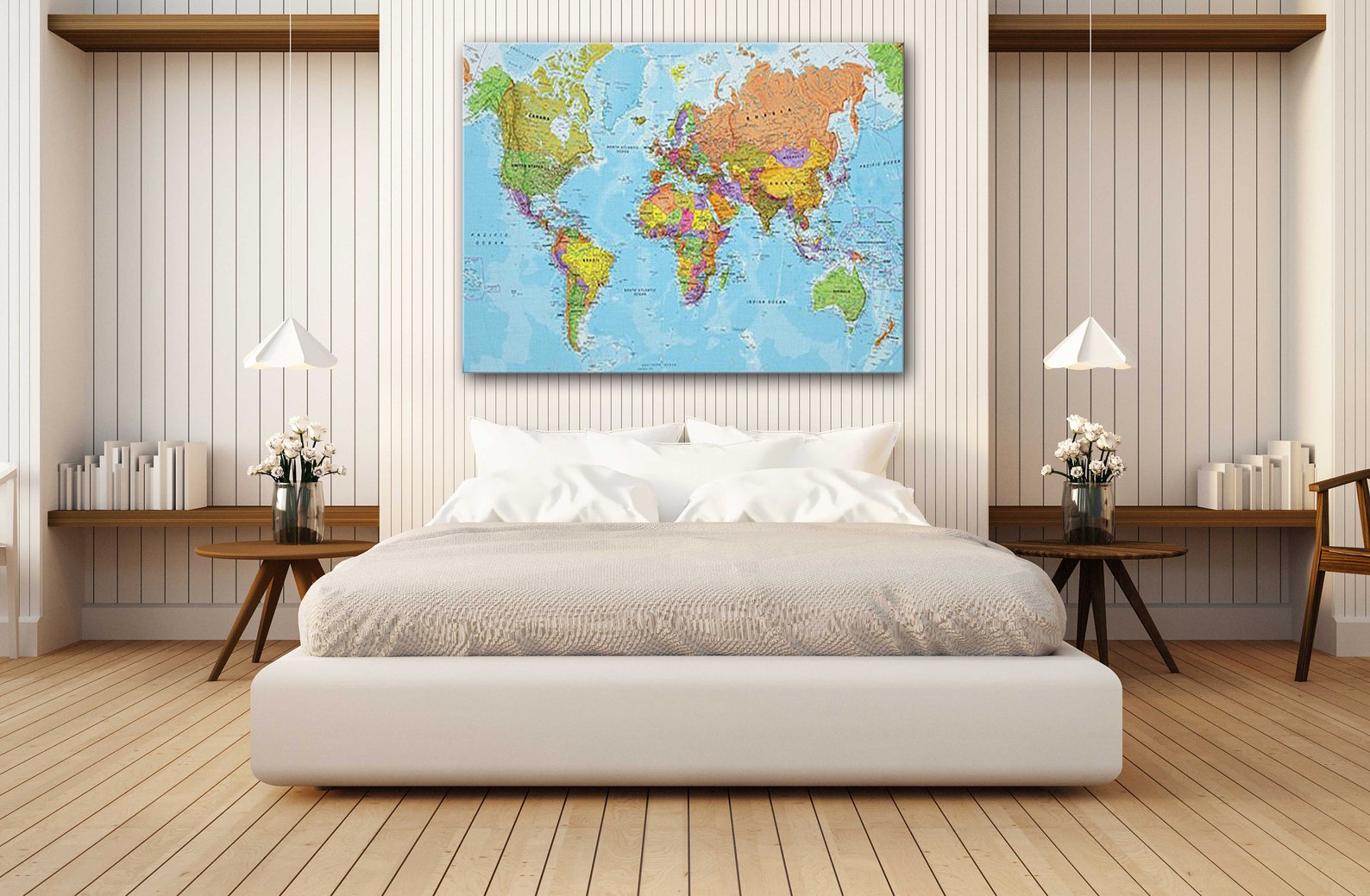Political Countries World Map Canvas Wall Art Design Poster | Etsy