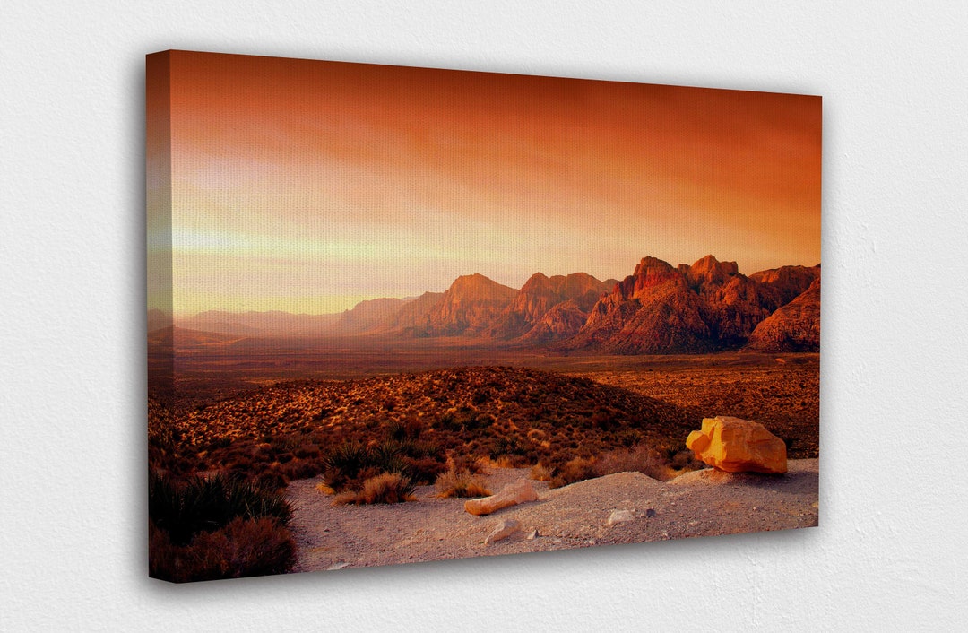 Sunset at Red Rock Canyon National Canvas Wall Art Design | Poster ...