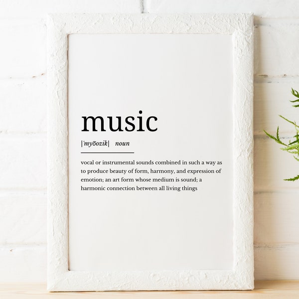 Music Definition Printable Art - Etsy