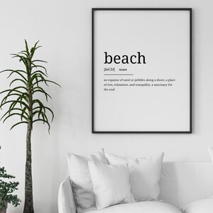 Beach Definition Printable Art, Beach Quote Digital Art, Beach ...