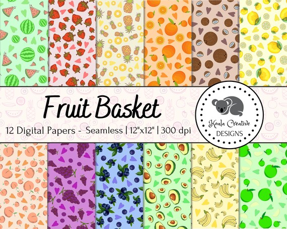 Fruit Digital Paper Fruity Paper Fruits Background Seamless - Etsy