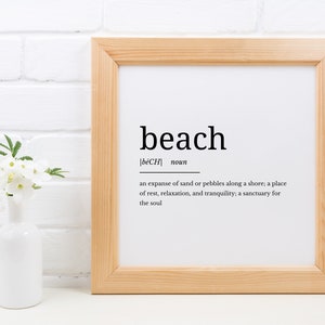 Beach Definition Printable Art, Beach Quote Digital Art, Beach ...