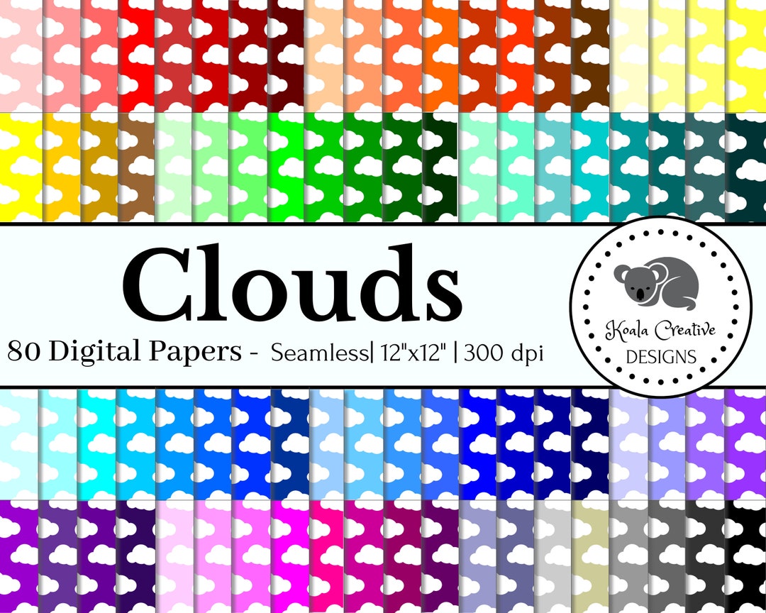 Seamless Clouds Digital Paper, Cloud Pattern, Clouds Background, Cloud ...