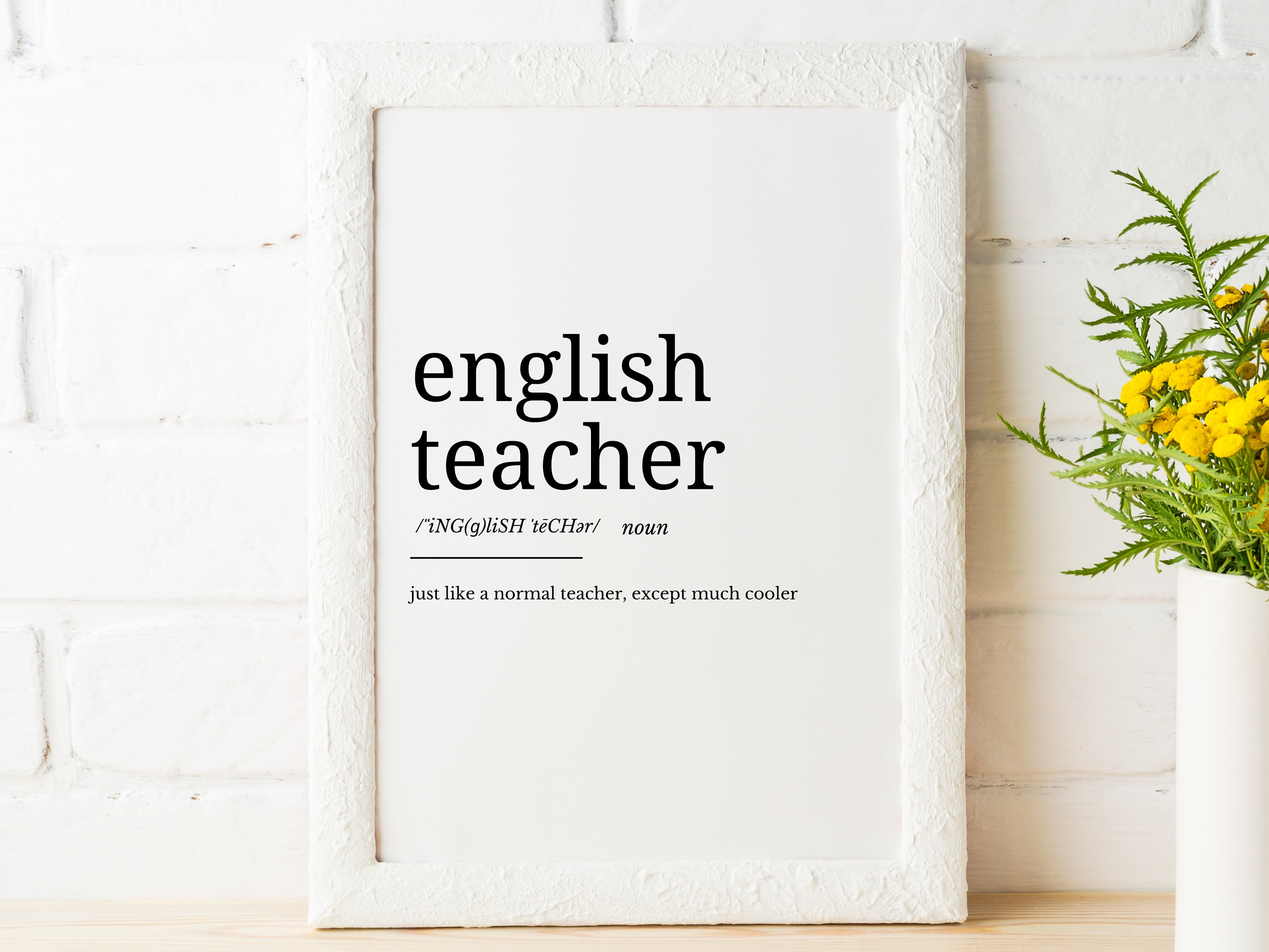 English Teacher Definition Printable Art, Teacher Quote Digital Art ...