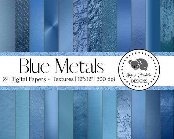 Blue Metals Digital Paper Metallic Digital Paper Metallic - Etsy