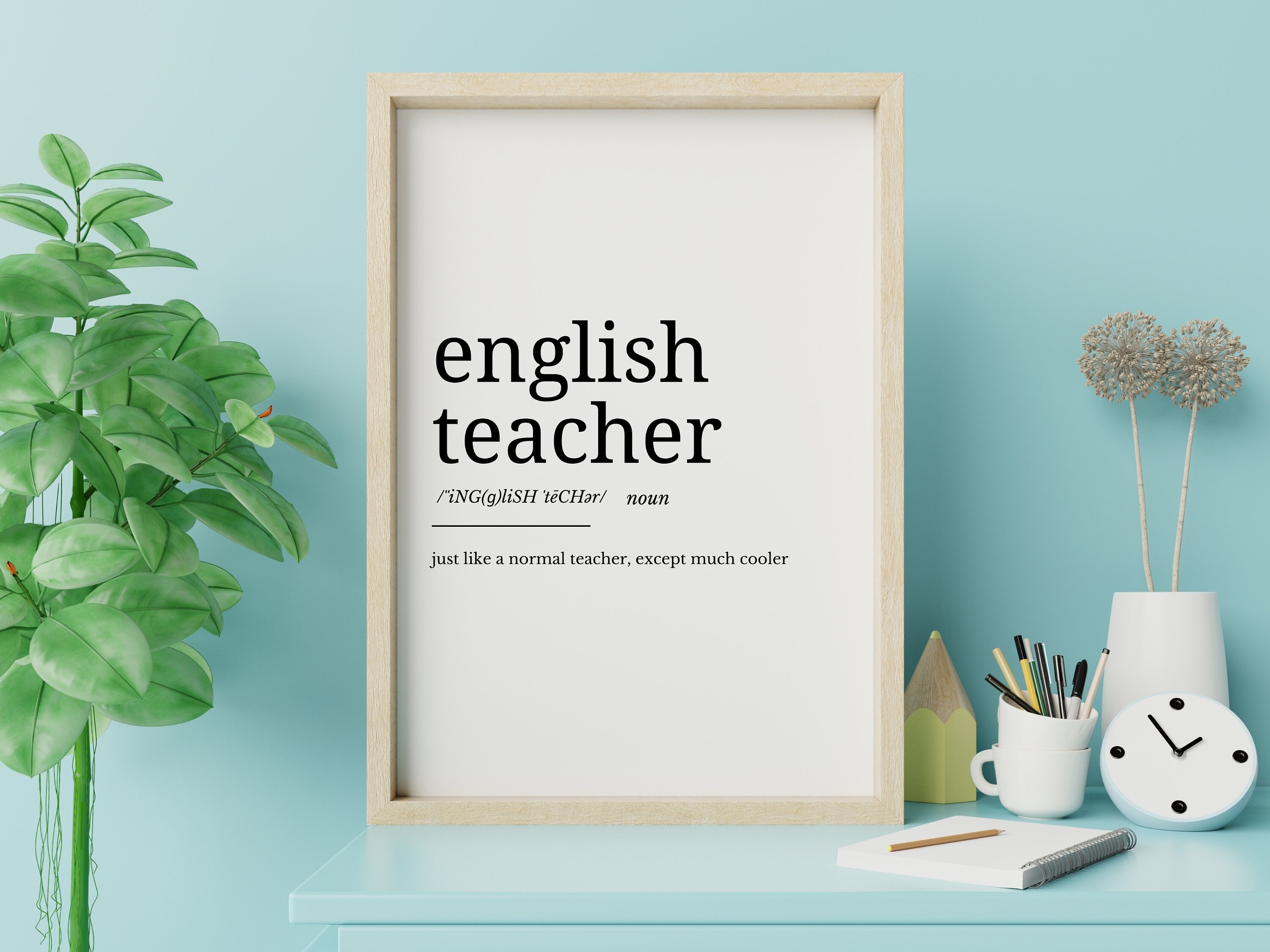 English Teacher Definition Printable Art, Teacher Quote Digital Art ...