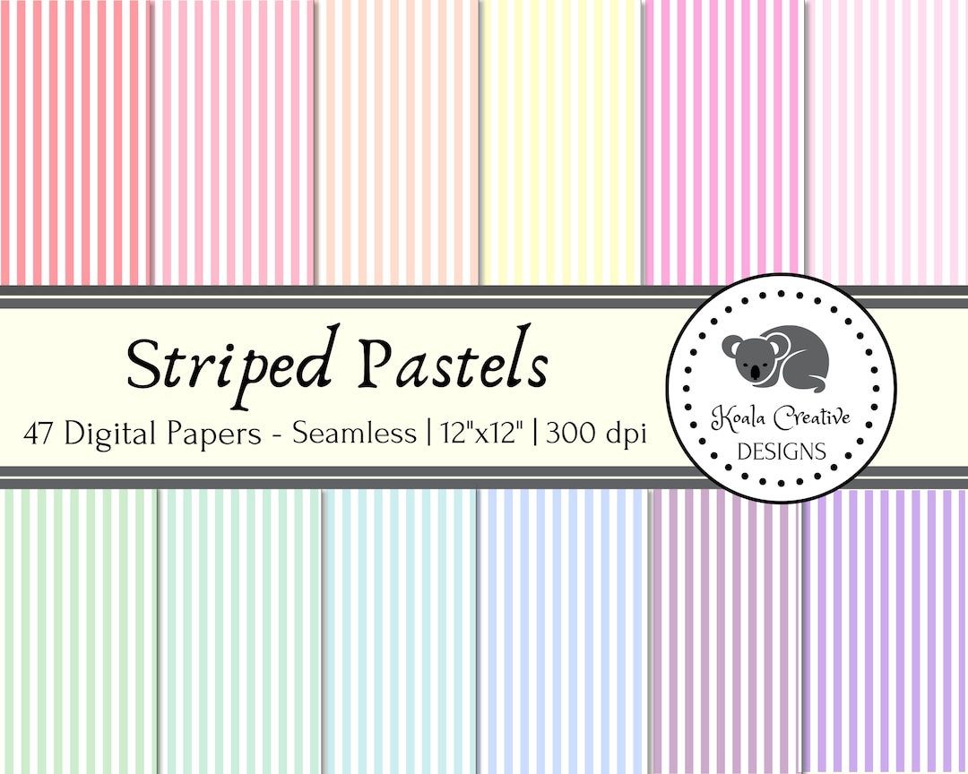 Striped Pastel Digital Paper, Pastel Graphics, Pastel Background ...