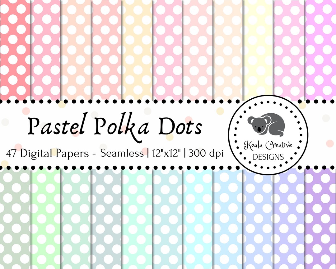 Polka Dot Pastel Digital Paper, Pastel Graphics, Pastel Background ...