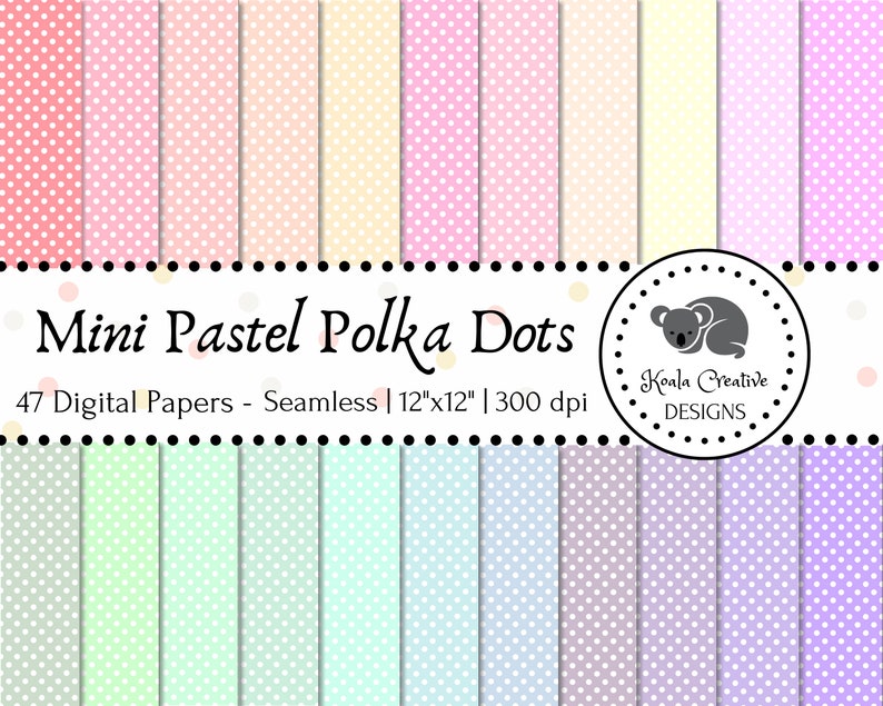Mini Polka Dot Pastel Digital Paper, Pastel Graphics, Pastel Background ...